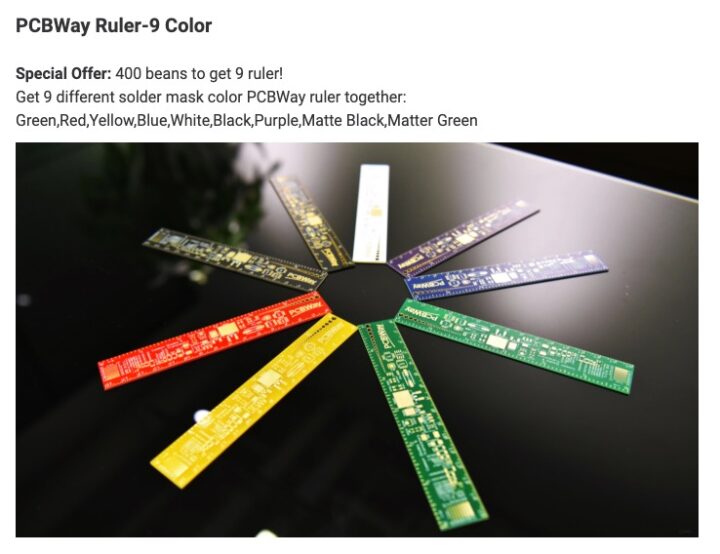 PCBWayのギフトショップで注文していた基板定規(PCB Ruler)が届きました！基板発注の際にレジストの色味確認で使おうと考えています ...